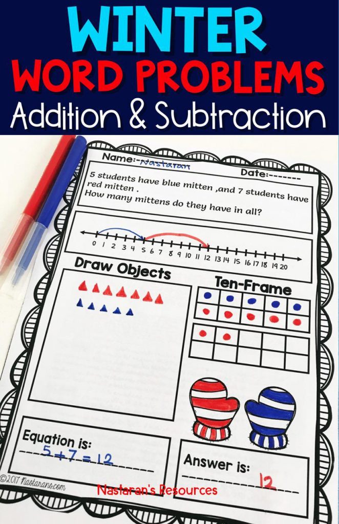 Addition and Subtraction Word Problems In Winter