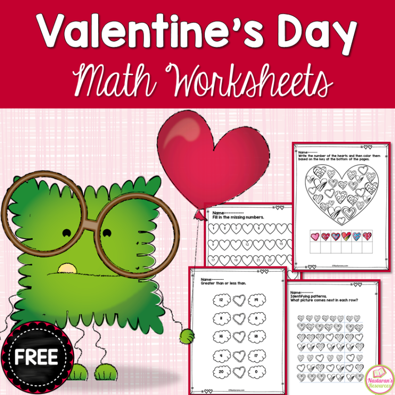 Free Valentine's Day Math Worksheets For Kids First Grade
