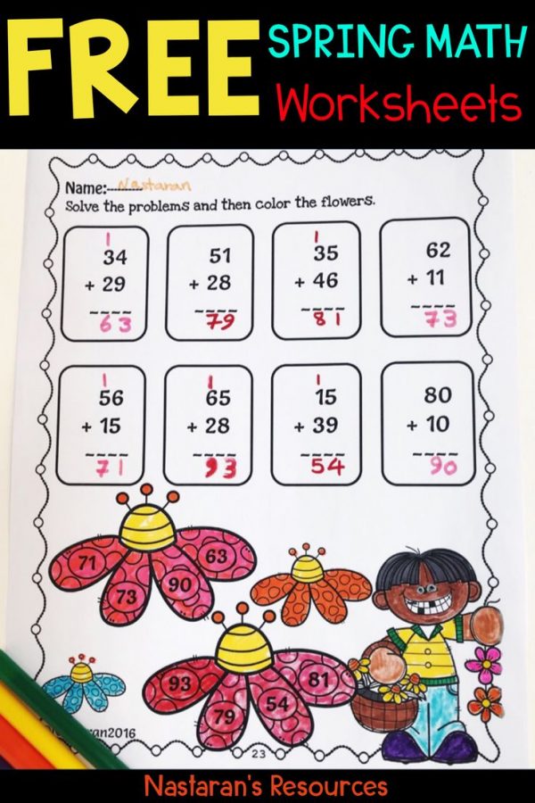 Free Spring Math Worksheets - Nastaran's Resources