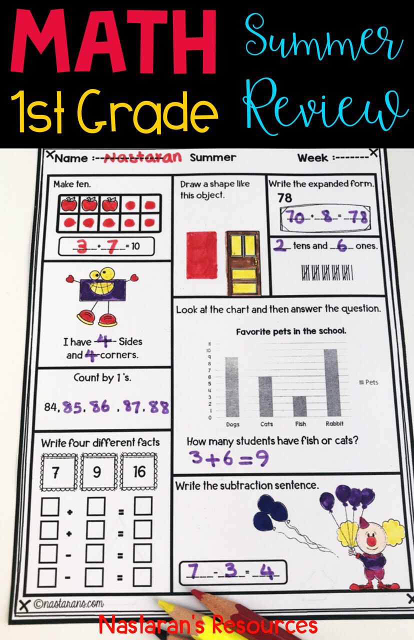 Daily Math Review - Spiral Review in Summer First Grade