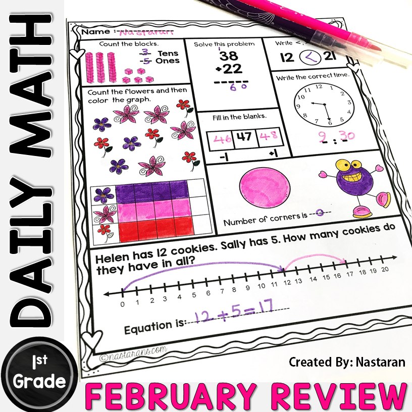 Daily Math Review - Spiral Review in Summer First Grade