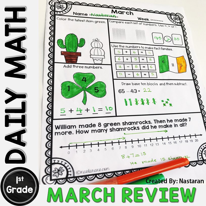 Daily Math Review - Spiral Review in Summer First Grade