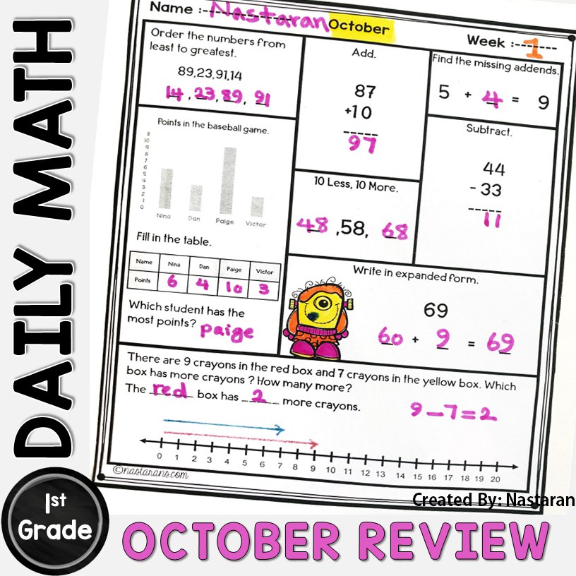 Daily Math Review - Spiral Review in Summer First Grade