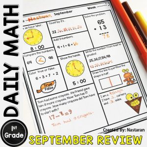 Daily Math Review Grade 1 Back To School and a Free Worksheet