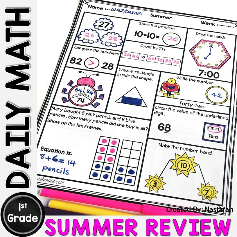Daily Math Review - Spiral Review in Summer First Grade
