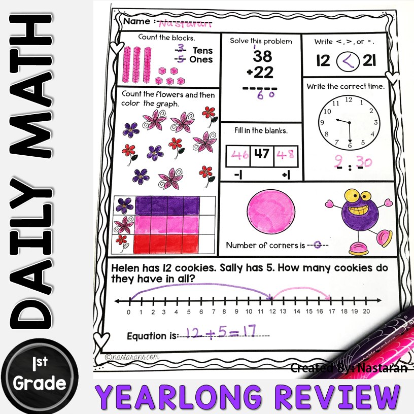 Daily Math Review - Spiral Review in Summer First Grade