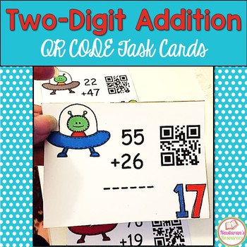 Double Digit Addition Task Cards: QR CODE Task Cards