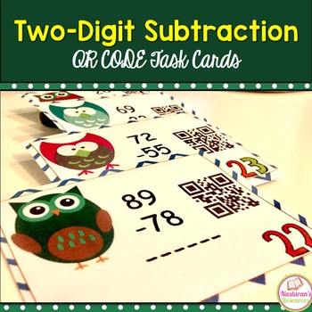 Double Digit Subtraction Task Cards: QR Code Math Task Cards
