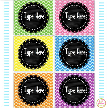 Editable Labels-Chalkboard and Fish Scale Labels - Nastaran's Resources
