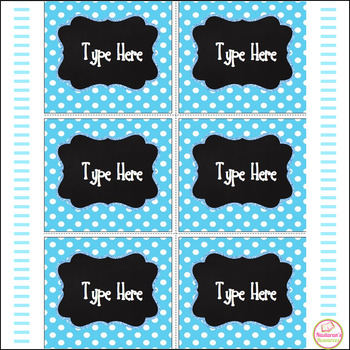 Editable Labels - Chalkboard and Bright Blue Polka Dot - Nastaran's ...