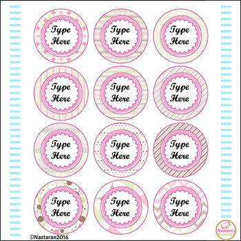 Editable Circle Labels-Pink Round Labels - Nastaran's Resources