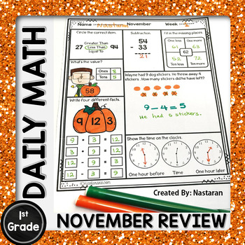 November Morning Work First Grade - Spiral Math Review