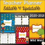 Printable Teacher Planner 2020-2021 Editable -Teacher Binder Wild West
