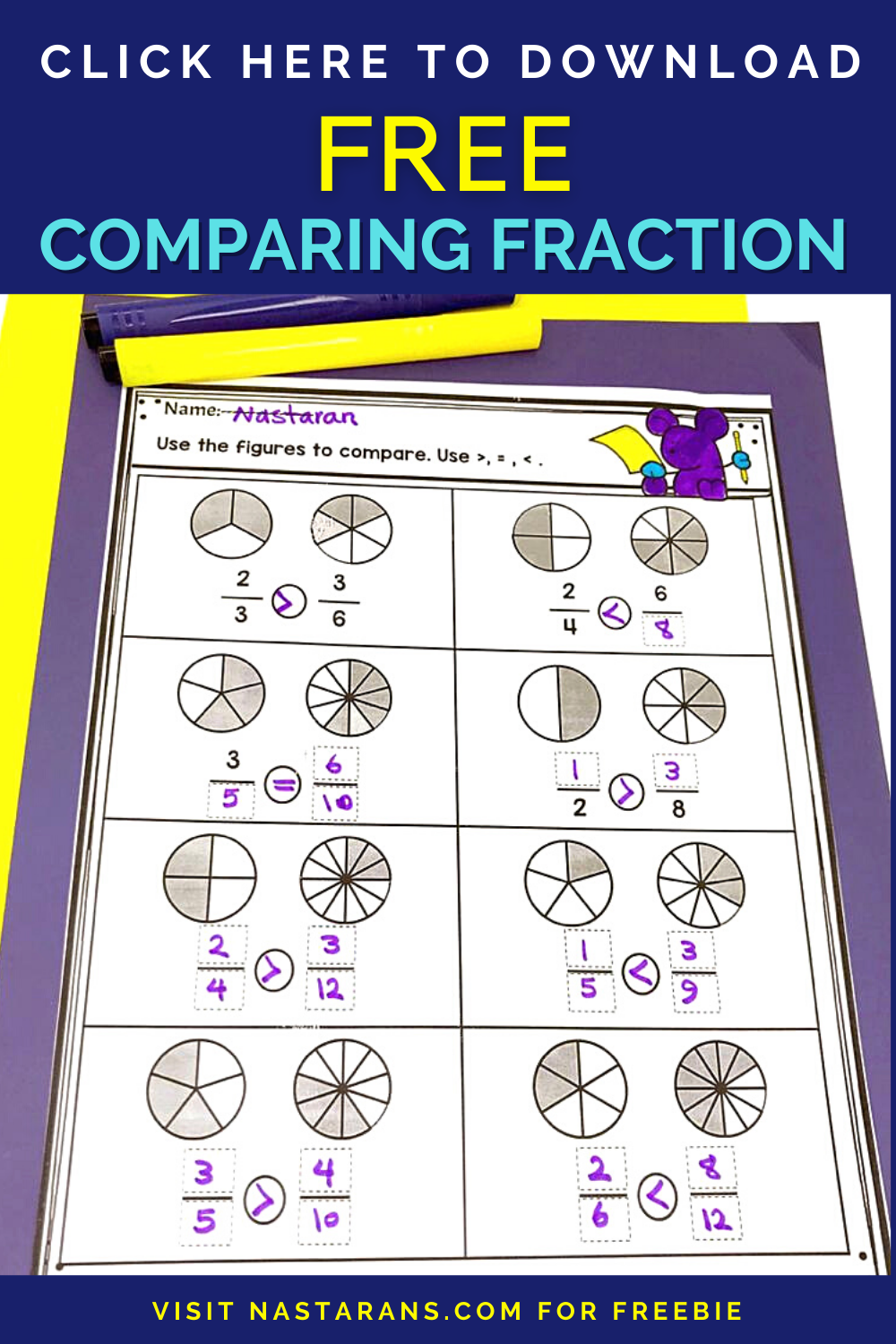 Fractions Worksheets No Preparation and A Free Comparing Activity