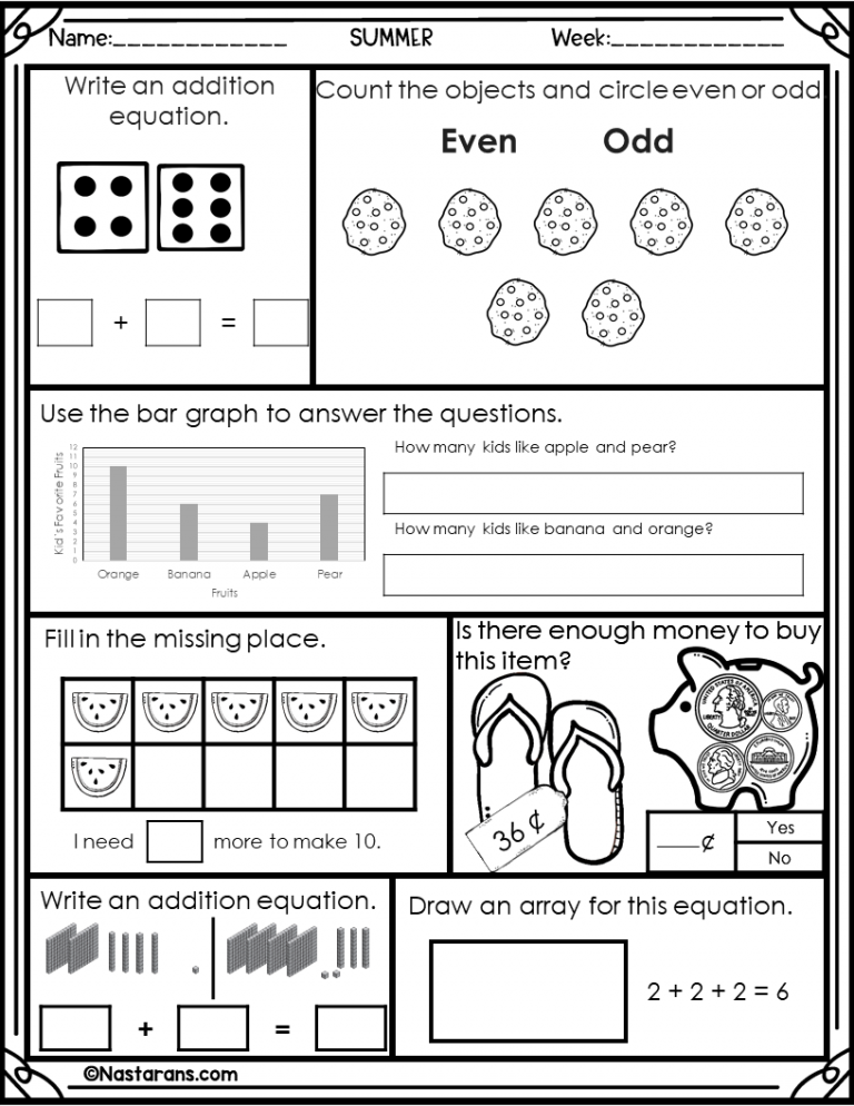 2nd Grade Summer Daily Math Worksheets And a Freebie