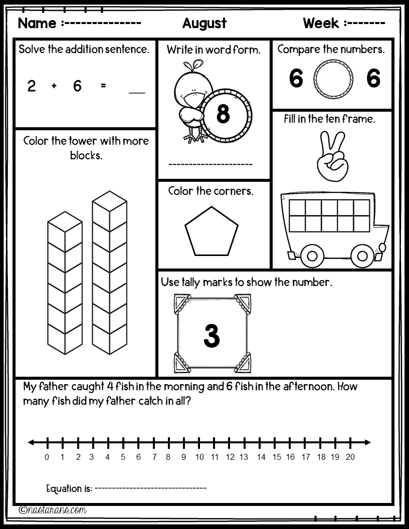 Daily Math Review Grade 1 Back To School and a Free Worksheet