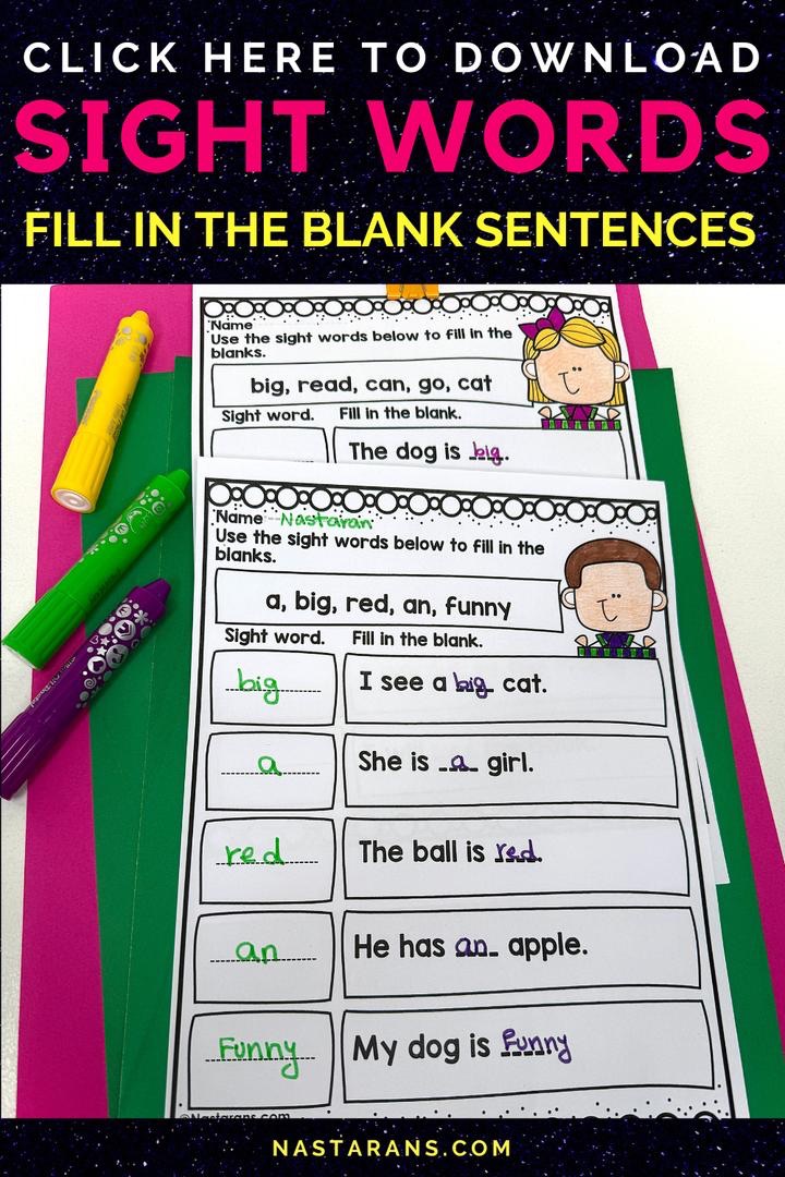 Engaging Sight Word Learning with Fill in the Blank Sentences
